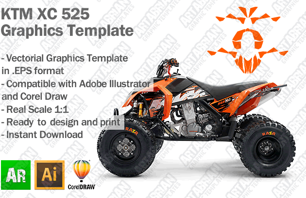 KTM XC 525 ATV Quad Graphics Template - Artabrian™ - MX ATV Templates